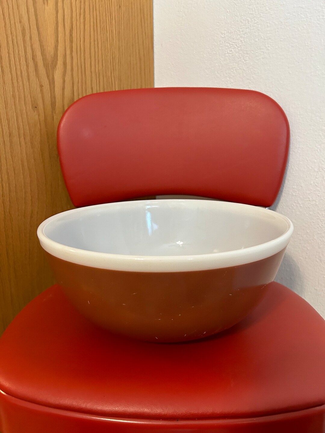 Vintage Pyrex Mixing Bowl 404 Americana Brown With White Rim Large ...