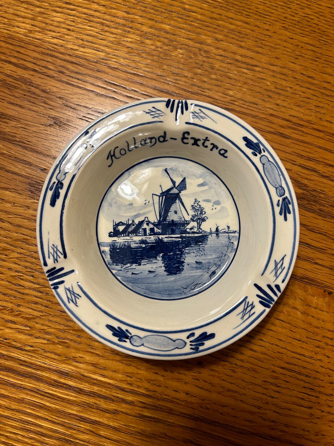 Vintage Blue Delfts Holland Ashtray With Windmill, Holland - Extra Blue ...