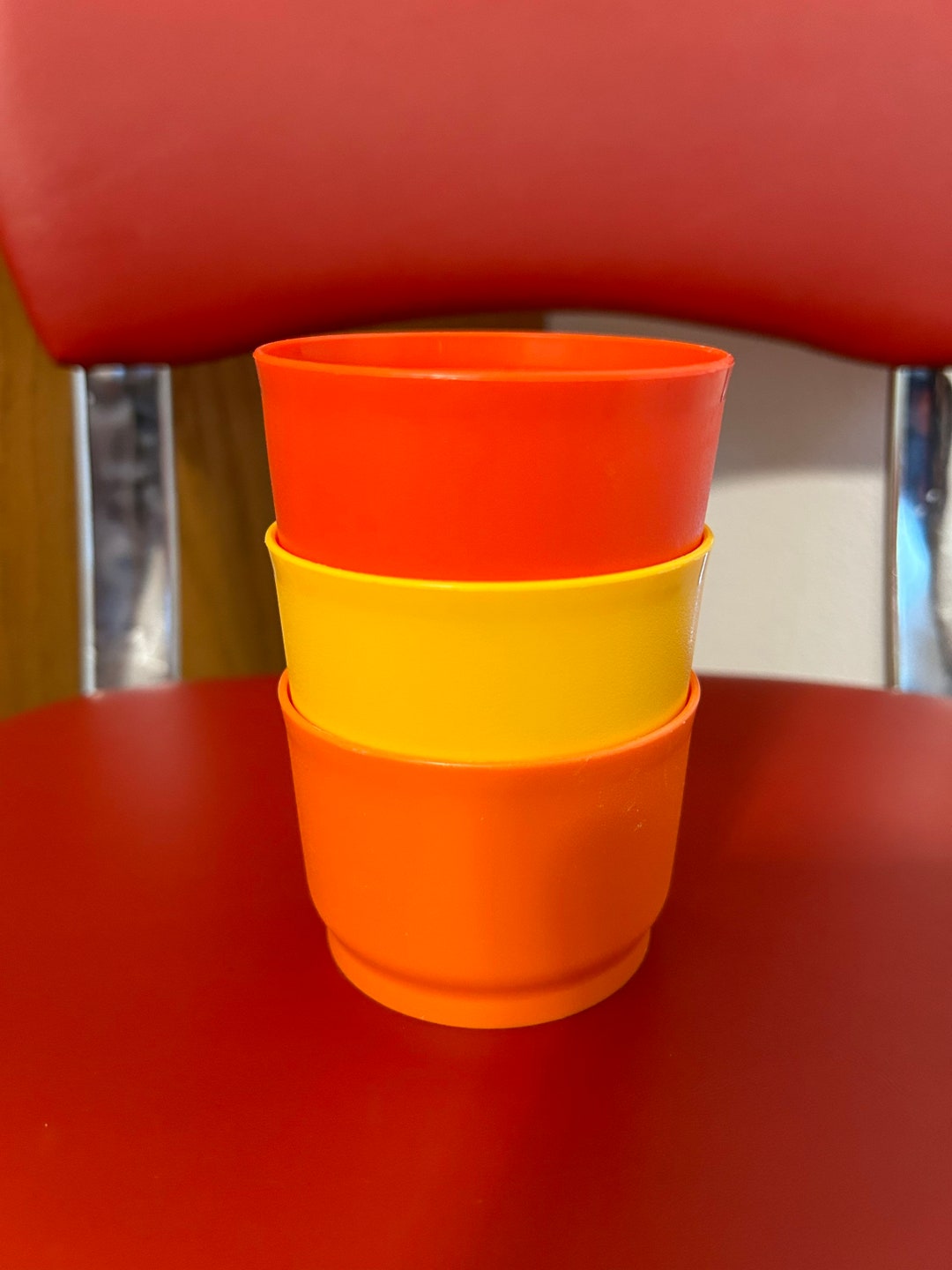 3 Vintage Tupperware Snack Cups Red Yellow Orange 4oz #1229, Tupperware ...