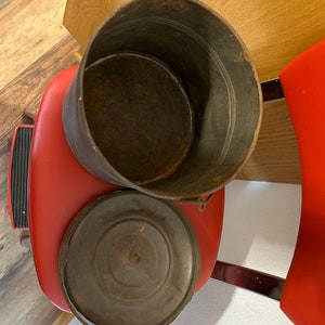 Antique Tin Lunch Pail / Berry Bucket With Lid 6.5 Tall X 7.5 Diameter ...