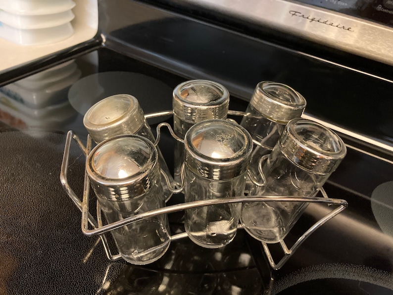 Vintage Glass Spice Jars and Rack Vintage Spice Rack Glass - Etsy