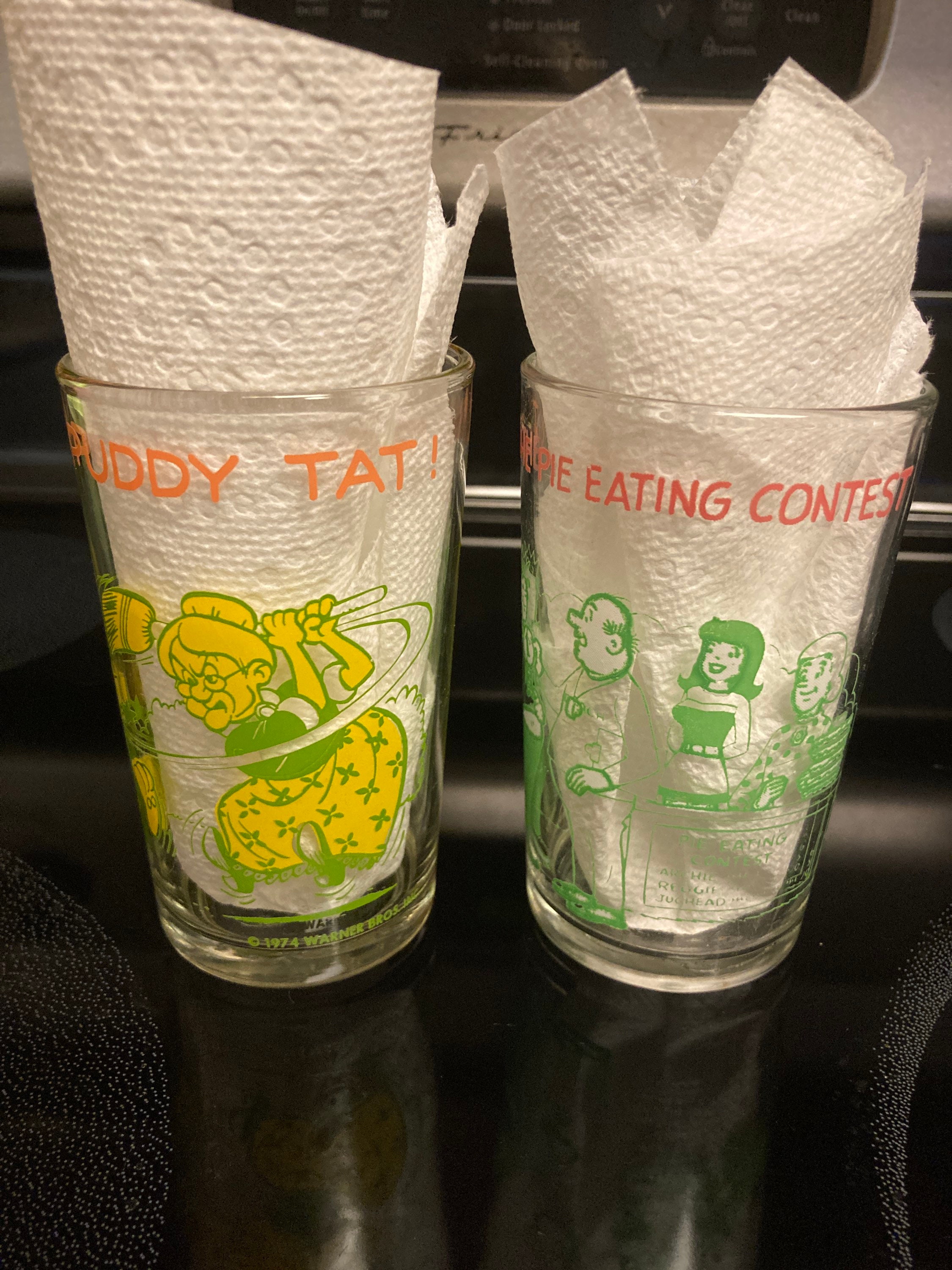 Vintage 70s Comic Collector Glasses, 1974 Warner Bros Puddy Cat Elmer ...