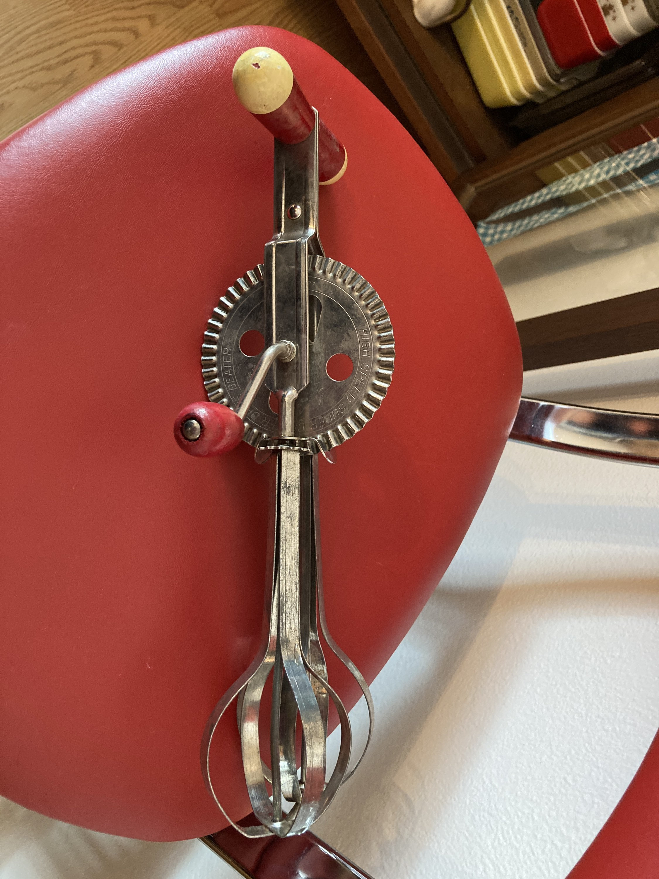 Vintage Ekco Egg High Speed Super Drive Beater Red Wood Handle - Etsy