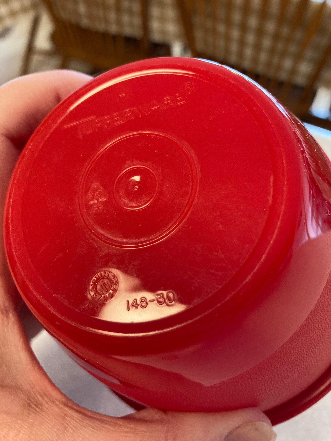 Tupperware red refrigerator 14oz bowl 148 with matching red | Etsy