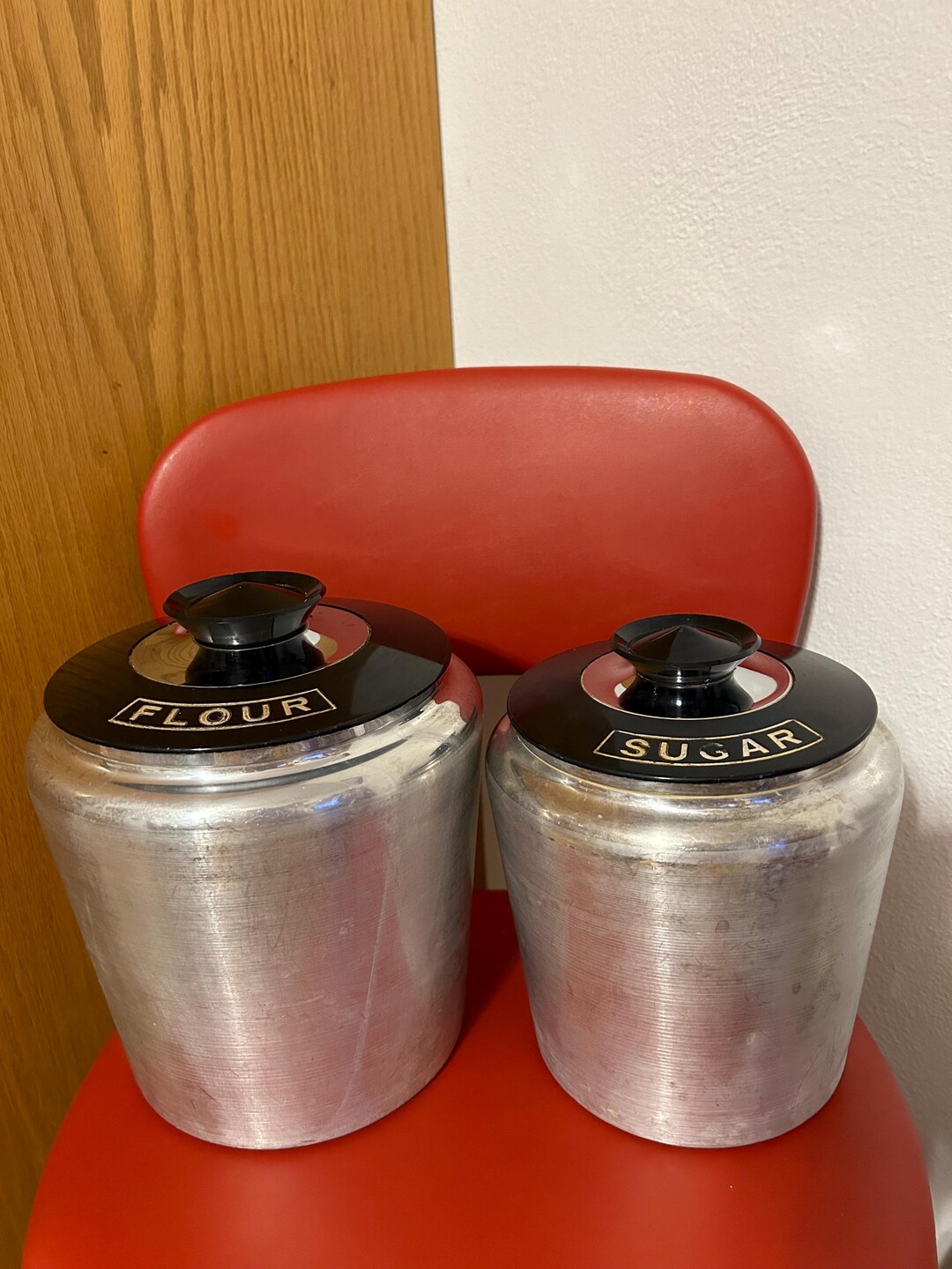 Vintage Kromex Canisters, Vintage 1950's MCM KROMEX Spun Aluminum Flour ...