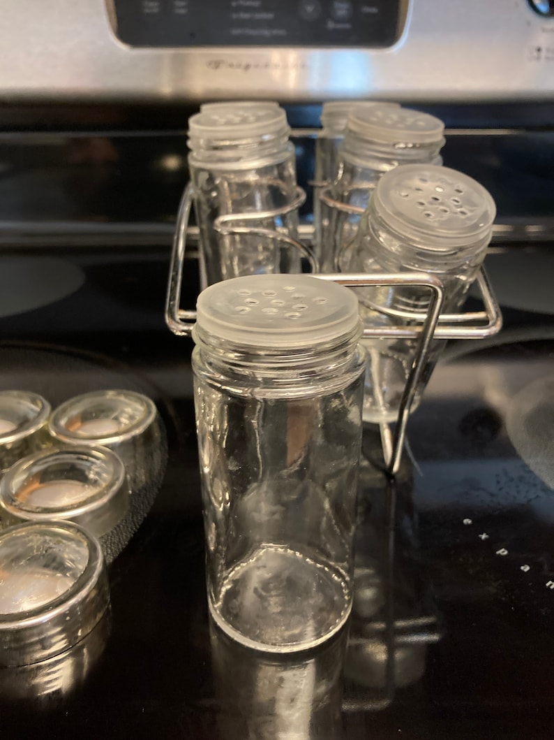 Vintage Glass Spice Jars and Rack Vintage Spice Rack Glass - Etsy