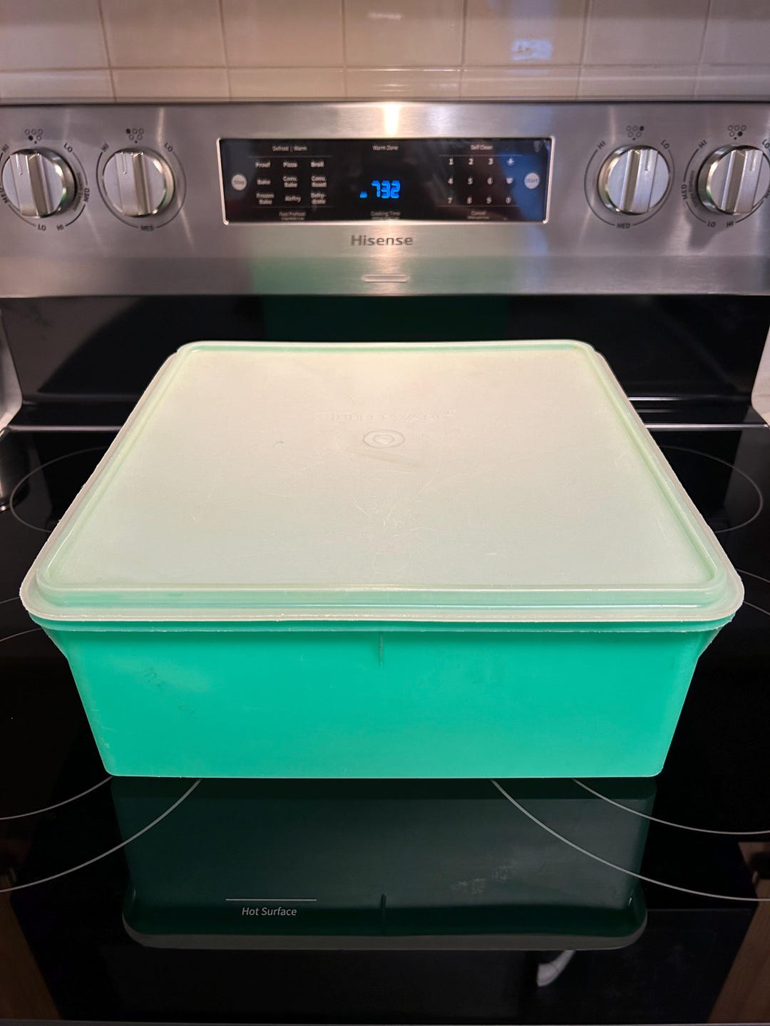Vintage Large Square Keeper Jadeite Green Tupperware 12"x12"x5" With ...