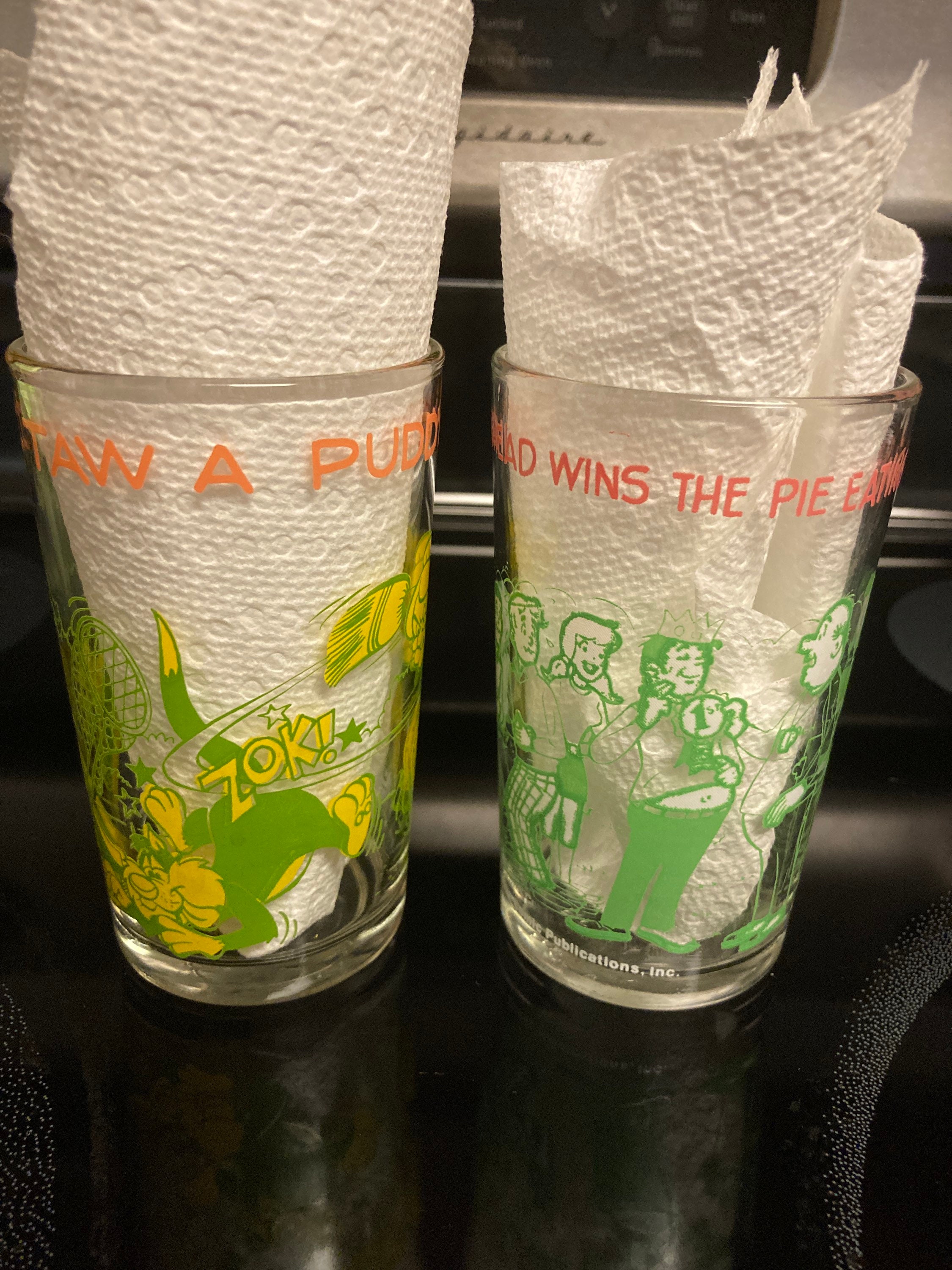 Vintage 70s Comic Collector Glasses, 1974 Warner Bros Puddy Cat Elmer ...