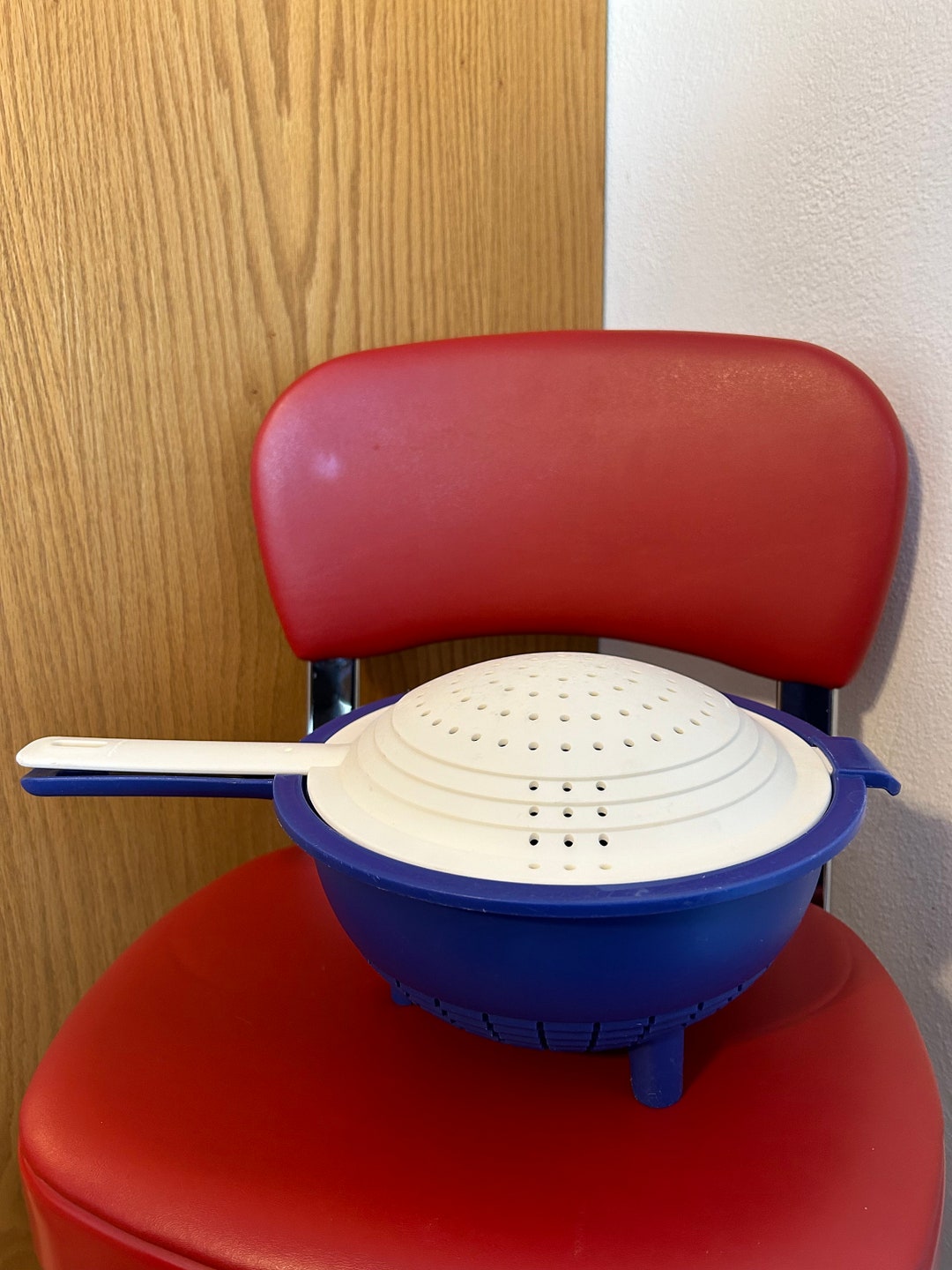 Tupperware Double Colander and Strainer 2 Quart Blue & White 2149 2150 ...