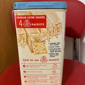 Vintage Nabisco Premium Saltines Cracker Tin Canister English and ...