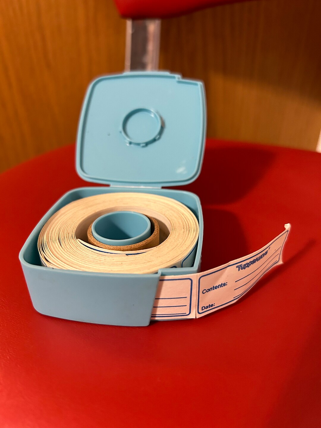 Vintage Tupperware Label Dispenser With Roll Freezer Labels Blue 1446-1 ...