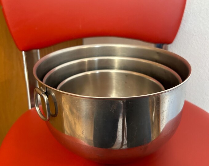 Vintage Farberware Stainless Steel Nesting Mixing Bowls Double Thumb ...