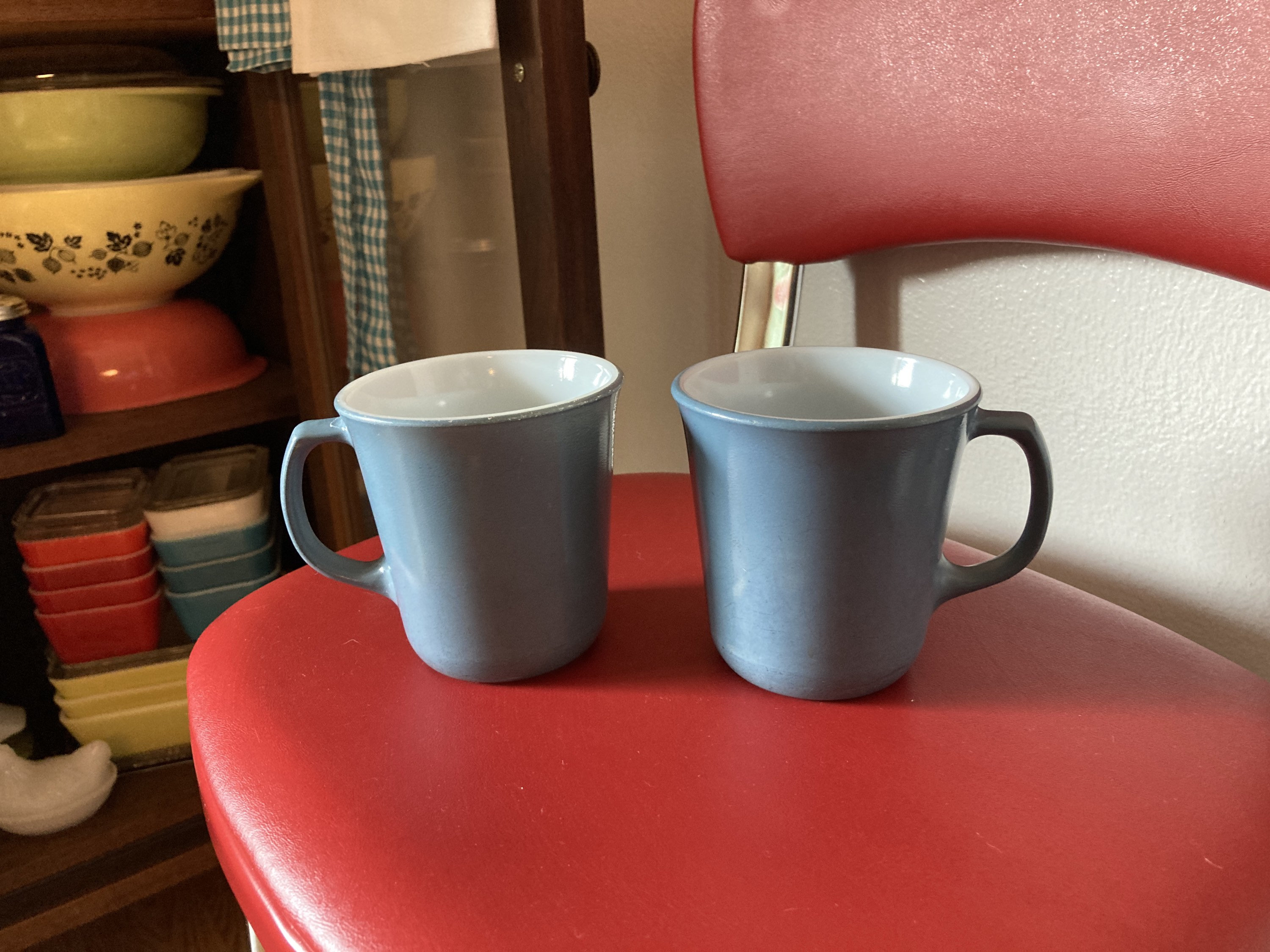 Vintage Pyrex Slate Blue Milk Glass Coffee Cups/mugs With D Handle ...