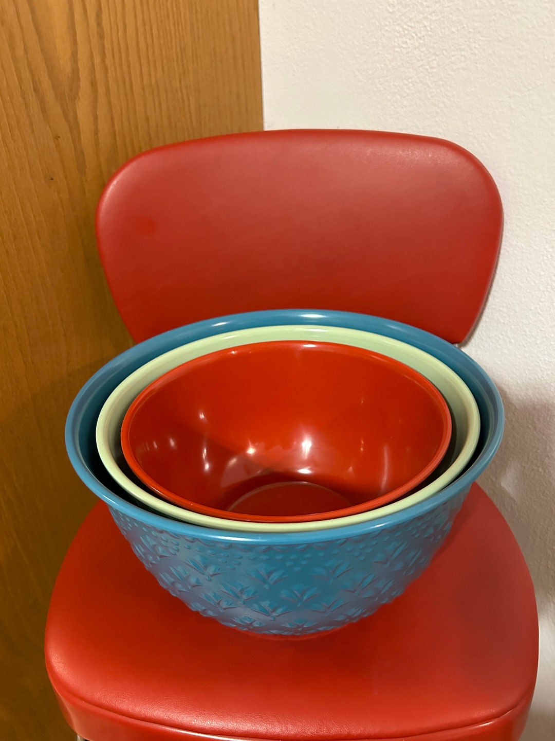 Set of 3 the Pioneer Woman Melamine Nesting Mixing Serving Bowls Teal ...