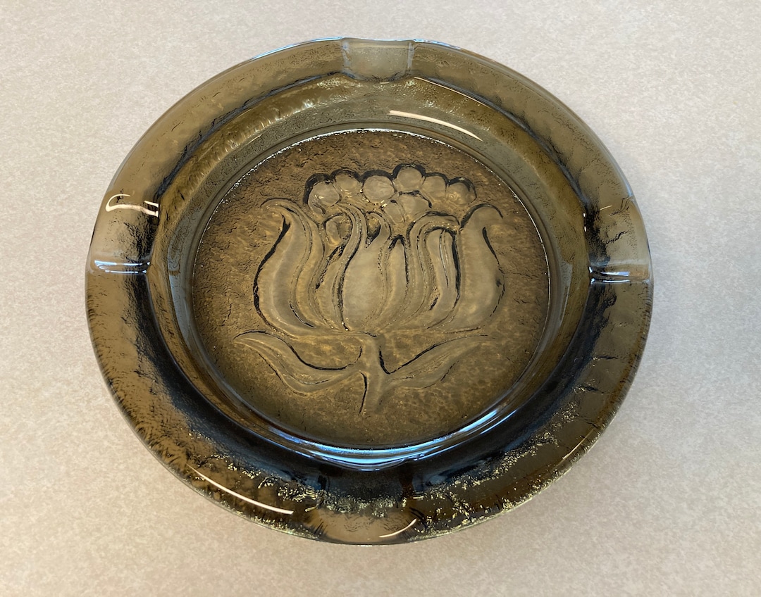 Vintage Glass Ashtray, Heavy Glass Ashtray, Glass Cigar Ashtray ...