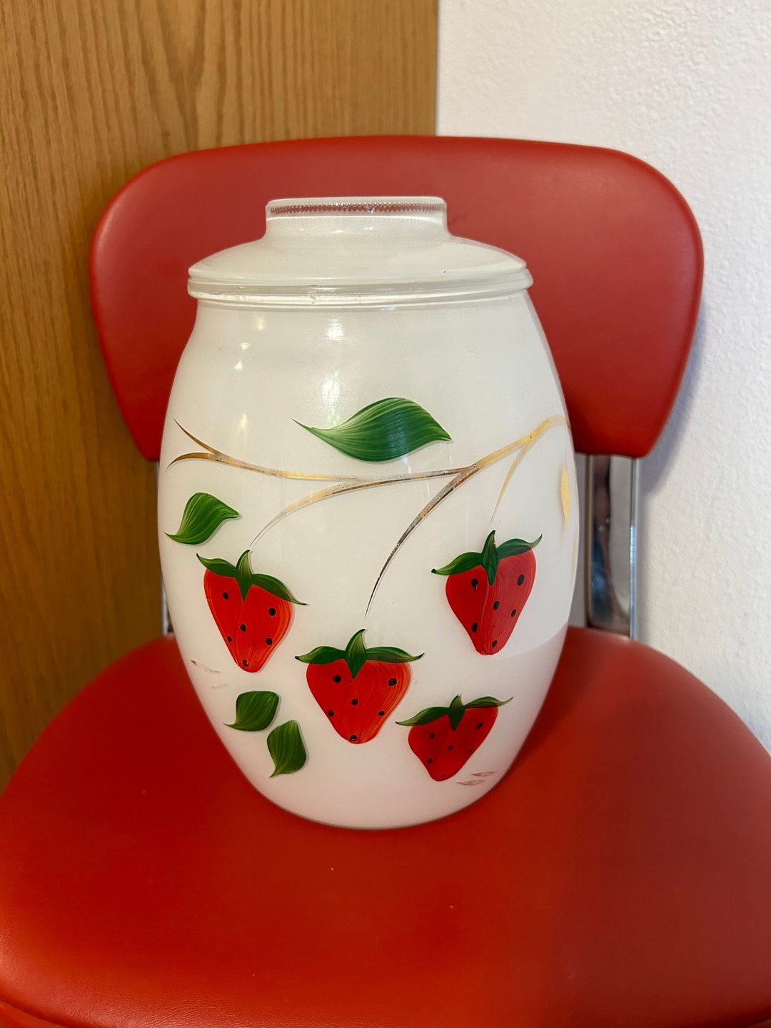 Vintage Bartlett Collins Strawberry Hand Painted Cookie Jar, Strawberry ...