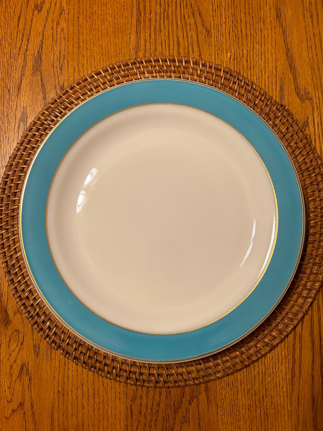 12 in Pyrex Cake Plate Turquoise White With Gold, Vintage Pyrex 12 ...