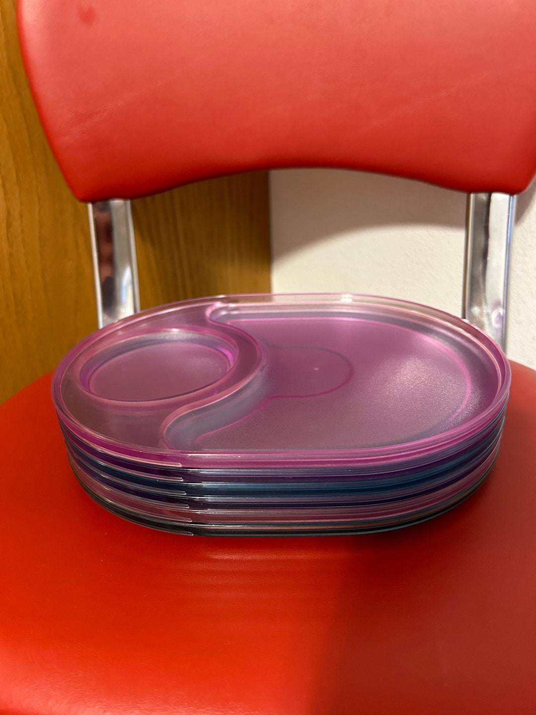 Vtg Tupperware Acrylic Preludio Watercolor Snackatizer Plate Set of 6 ...