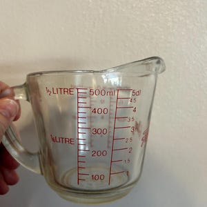 Vintage Fire King 2 Cup 16 OZ. Red Letter Measuring Cup #498 Made in ...