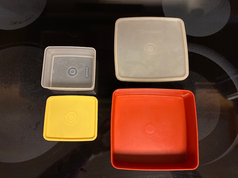 Vintage Tupperware Lunch Set Tupperware Paprika Square | Etsy