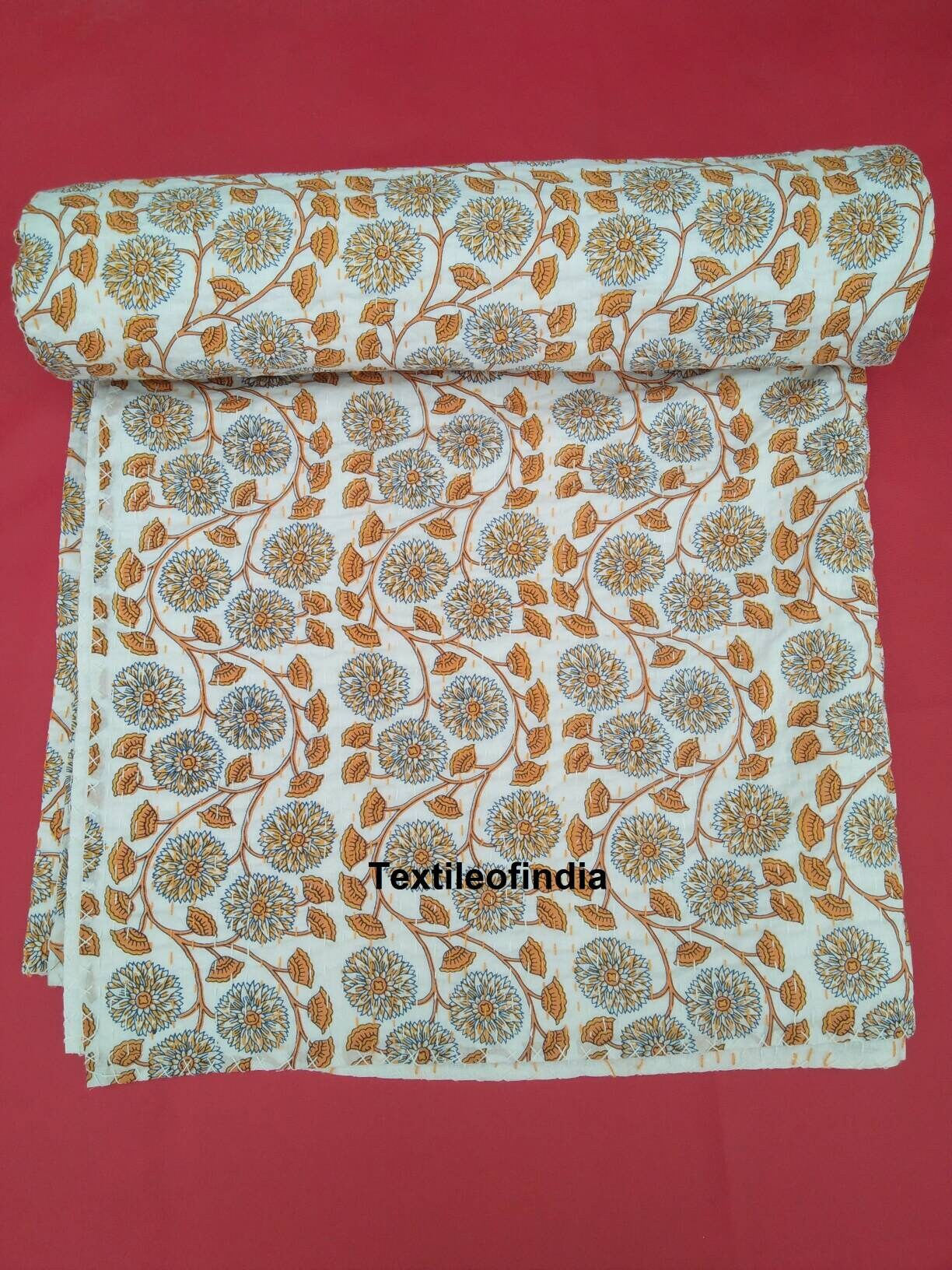 New HandBlock Print Indian Kantha Quilt Handmade Kantha | Etsy