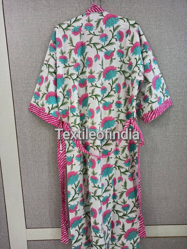 Pink Floral Bath Robe Handmade Printed Kimono Robe - Etsy