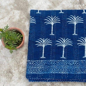 Indian Handmade Pure Cotton Tree Print Kantha Quilt Vintage - Etsy