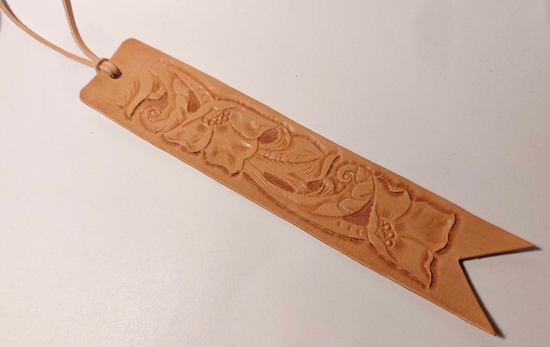 Hand Tooled Leather Bookmark - Etsy