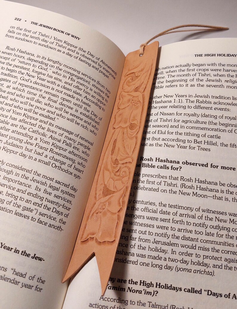 Hand Tooled Leather Bookmark - Etsy