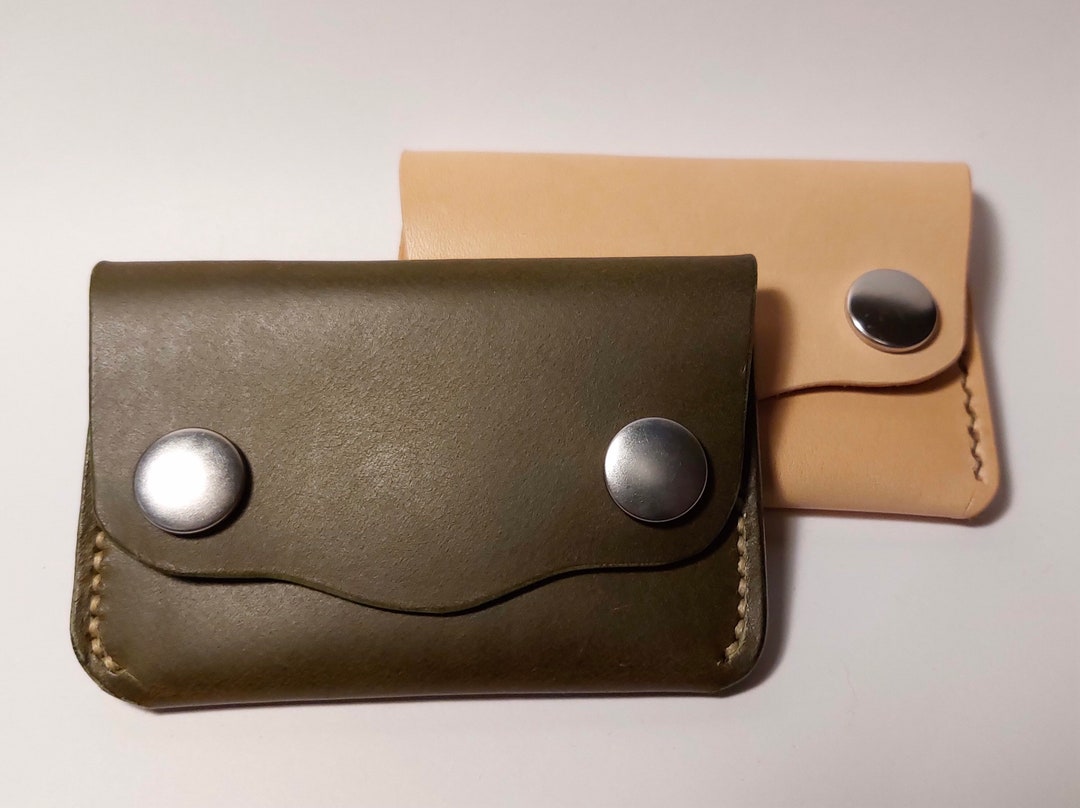 Handmade Leather Card Wallet With Snap Closure - Etsy