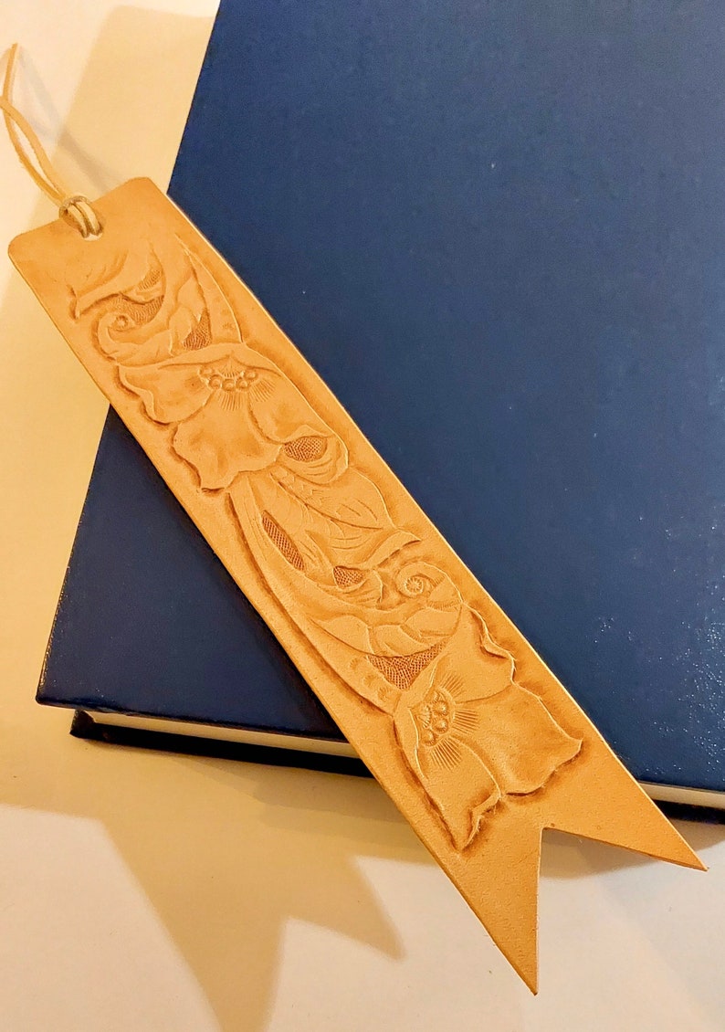 Hand Tooled Leather Bookmark - Etsy