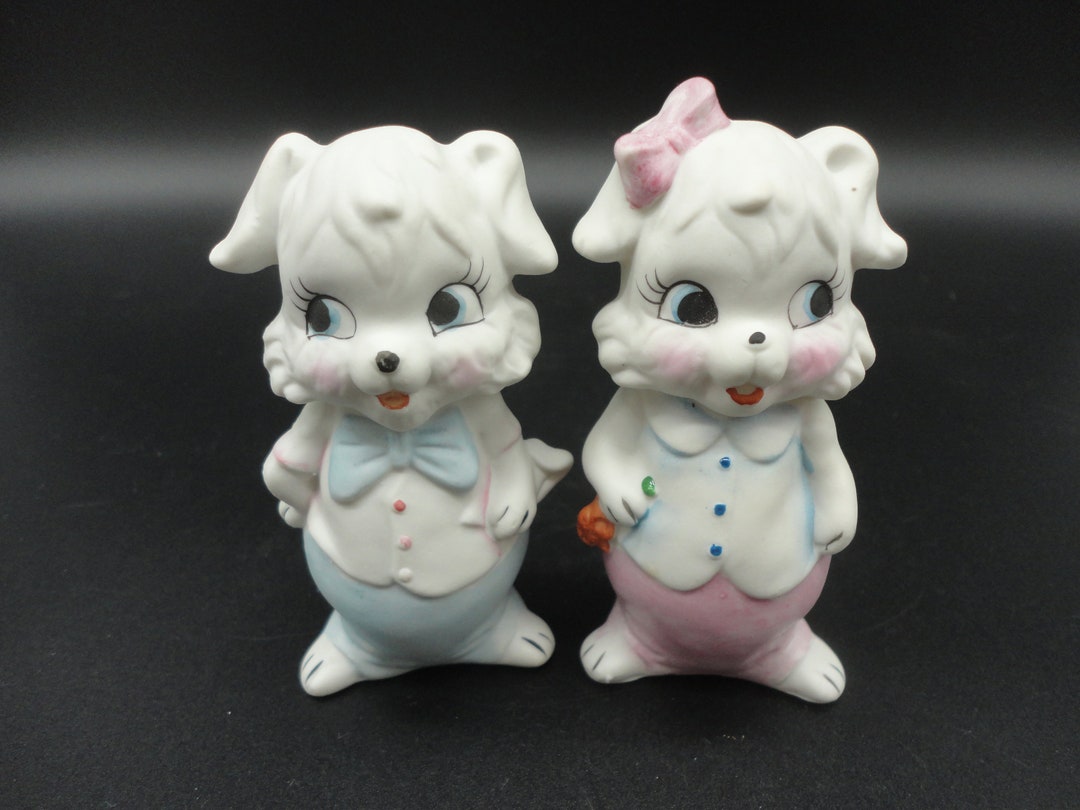 Boy and Girl Rabbit Salt and Pepper Shakers Made in Japan,white Rabbit ...