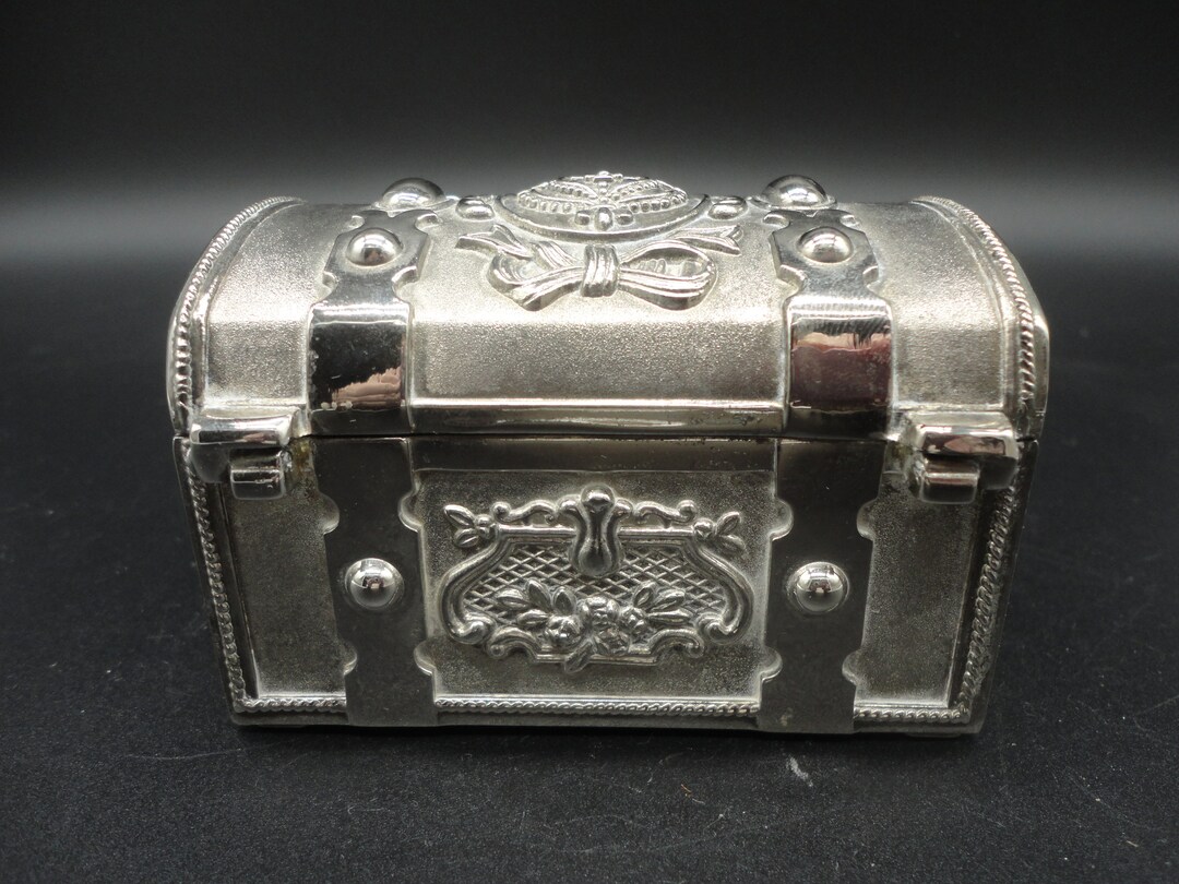 Elegance Silver Plated Chest Trinket Box,collectible Silver Plated ...