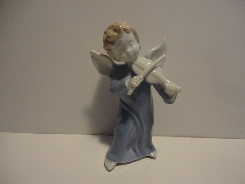 Trio of Blue and White Angels Playing Instruments Made in Japan ...