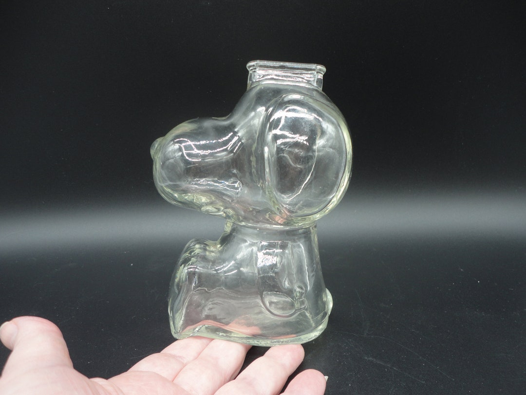 Anchor Hocking Glass Snoopy Piggy Bank,collectible Anchor Hocking Clear ...