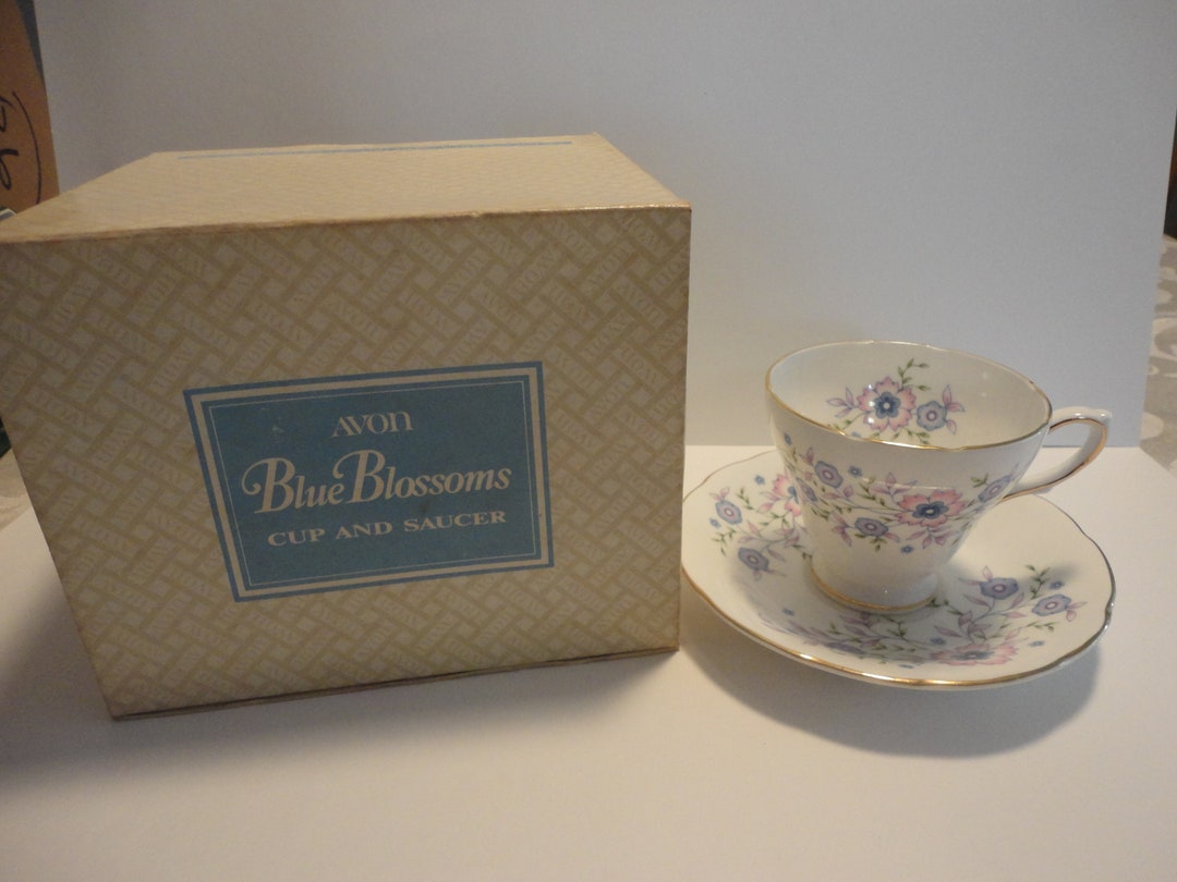 Avon Blue Blossoms Bone China Cup and Saucer Made in England ...