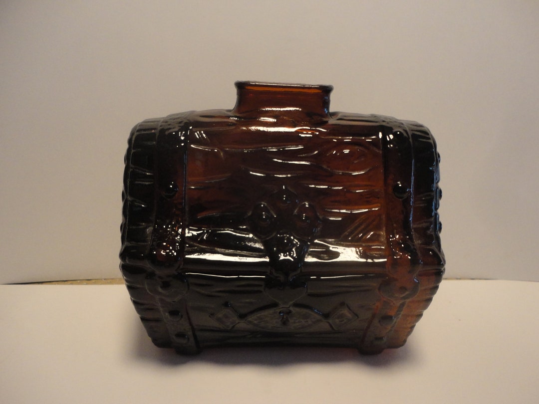 Anchor Hocking Brown Glass Treasure Chest Bank,vintage Anchor Hocking ...