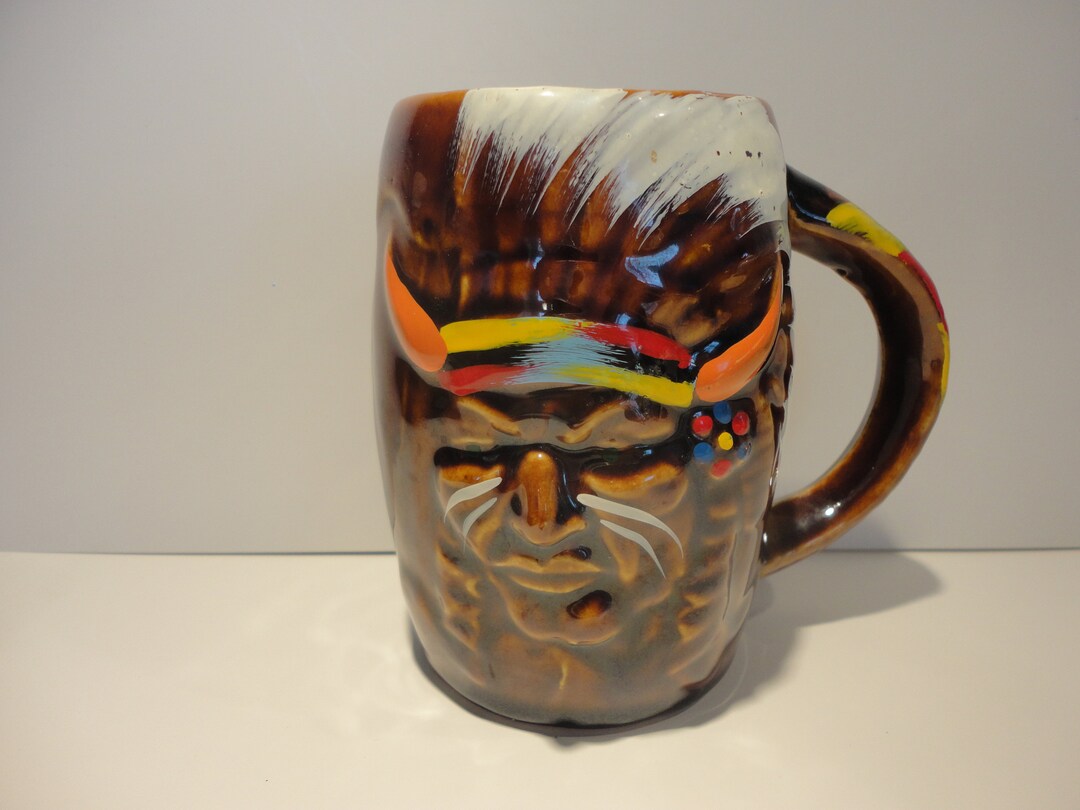 ESD Japan Indian Chief Pottery Mug,collectible ESD Japan Indian Mug ...