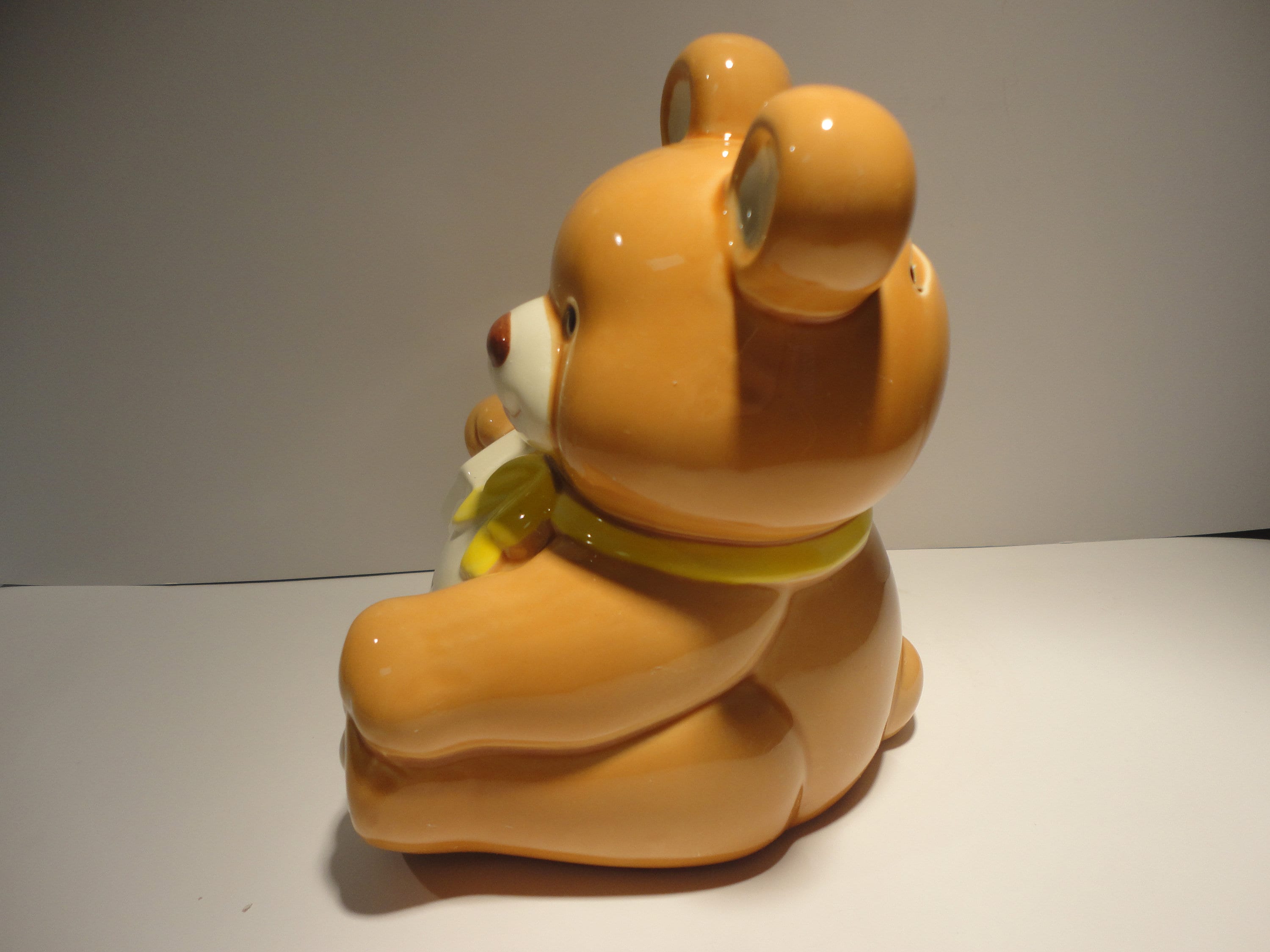 Adorable Teddy Bear Bank with Yellow Bow made in | Etsy