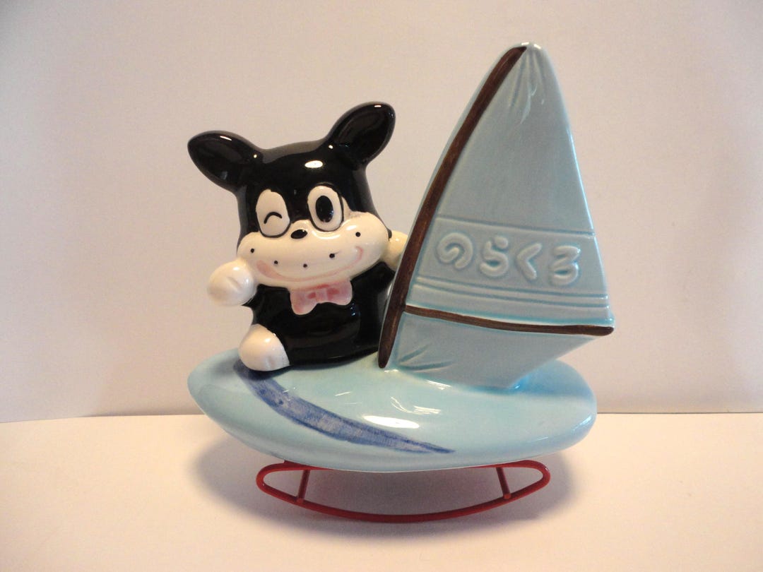 Mini Bank Made in Japan,collectible Cat on a Sailboat Small Bank Made ...