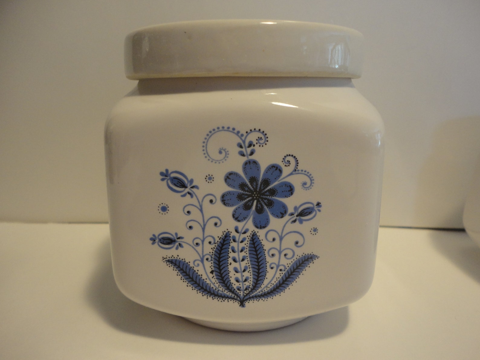 Porcelain White and Blue Floral Canisters Made in - Etsy