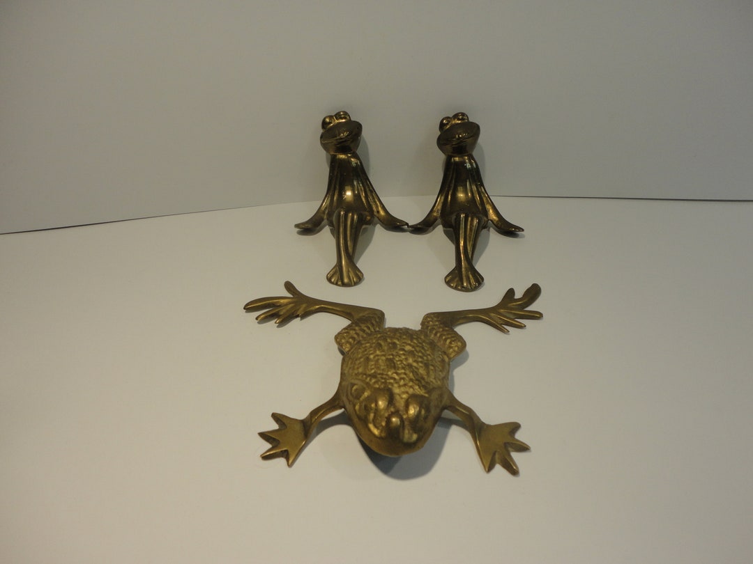 Trio of Brass Frogs,collectible Brass Frogs Set,vintage Trio of Brass ...