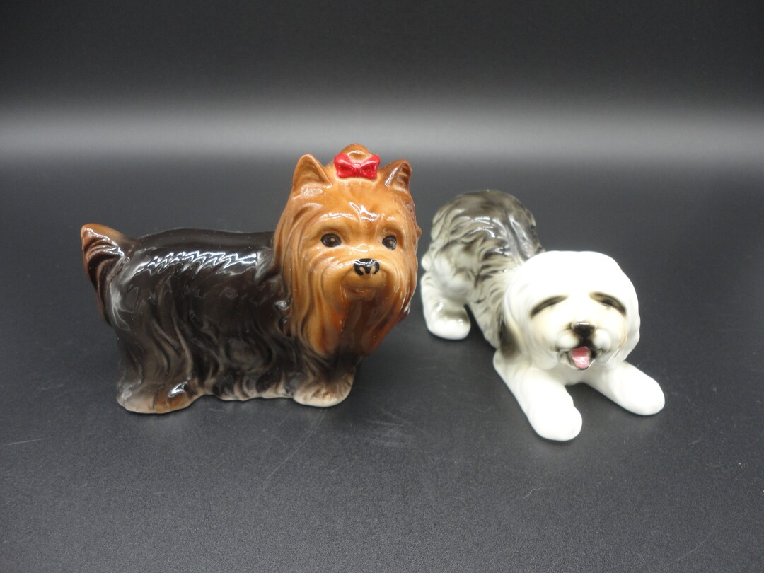 Bone China Yorkshire Terrier and Old English Sheepdog,collectible Bone ...