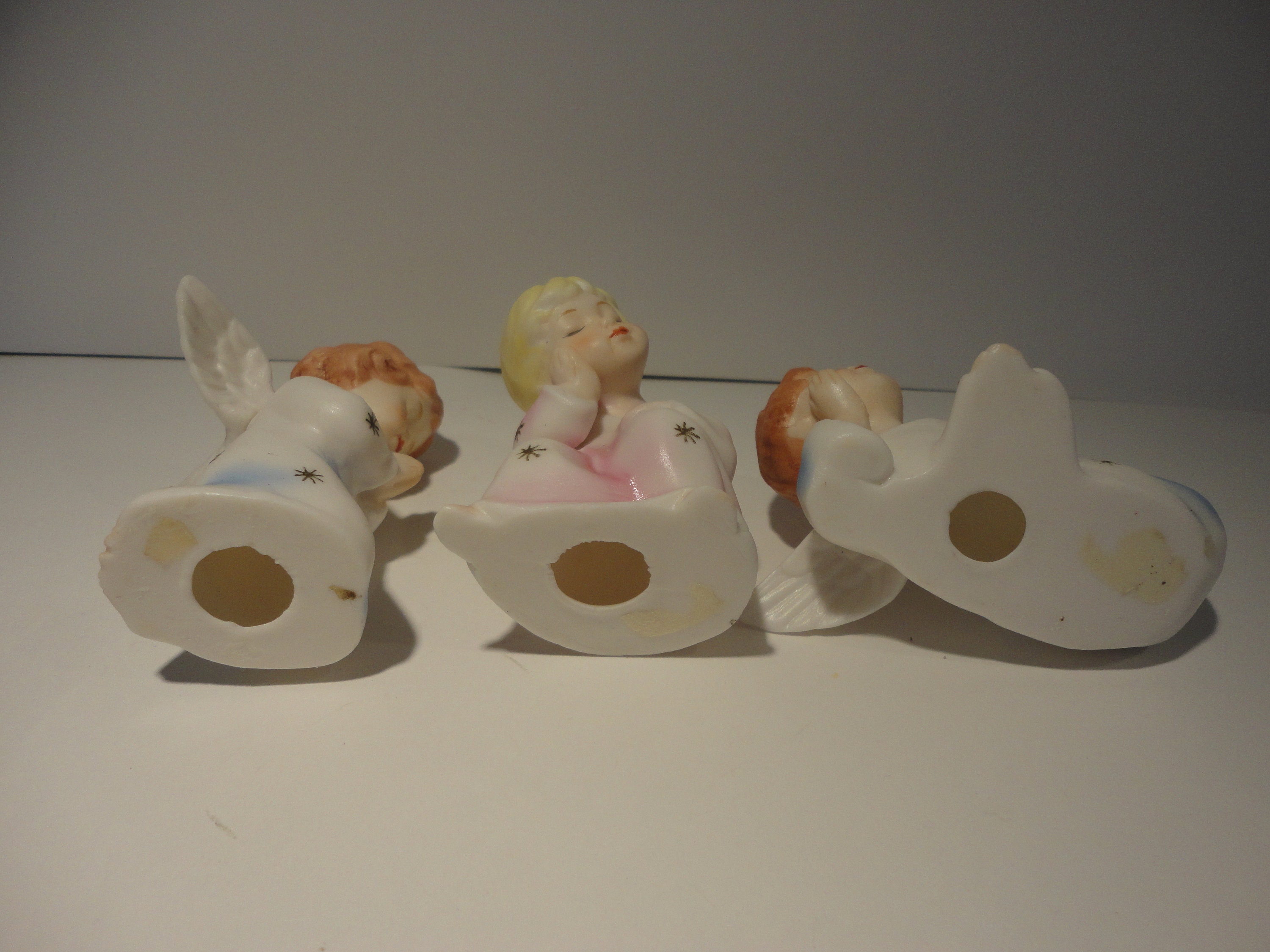 Porcelain Trio of Sleepy Angel Figurinescollectible Angel | Etsy