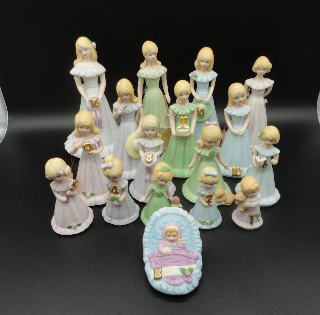 Enesco Growing up Birthday Girls Blonde Porcelain Bisque Figurine ...