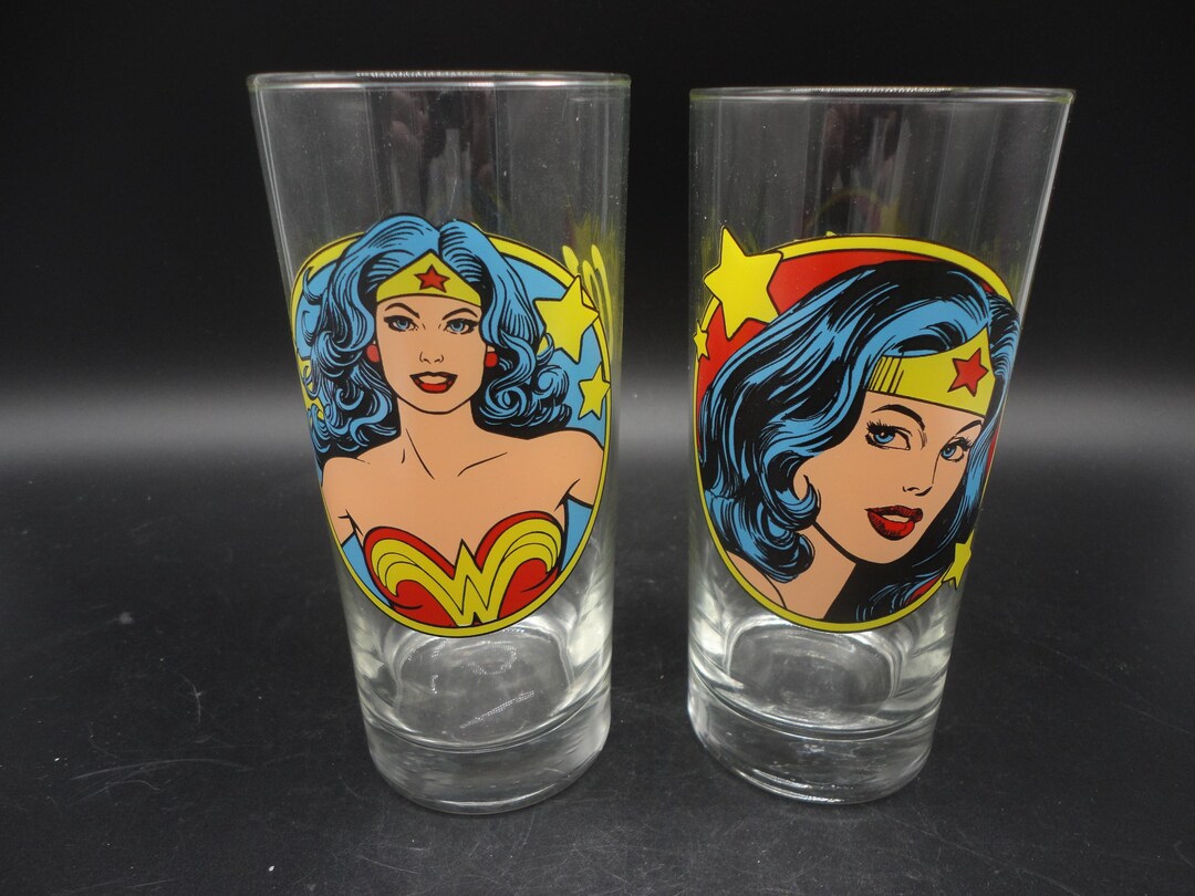 DC Comics Pair of Wonder Woman Tall Glasses Made in the Usa,collectible ...