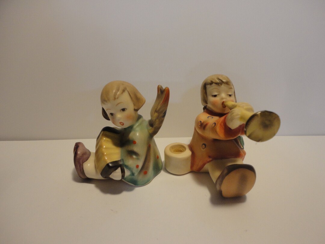 Goebel Hummel Angel Playing Instruments Candle Holders Made in Germany ...