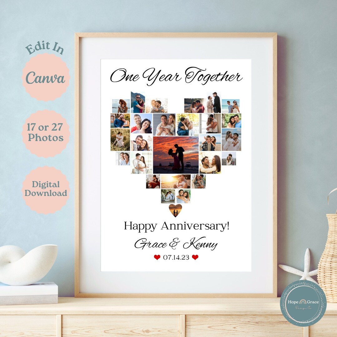 Editable 1st Anniversary Gift for Couple, 1 Year Anniversary Gift, 1 ...