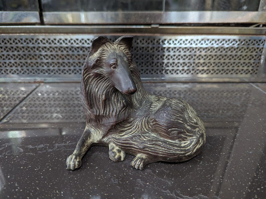Collie Dog Door Stop, Paper Weight or Bookend Vintage Cast Metal Dog ...
