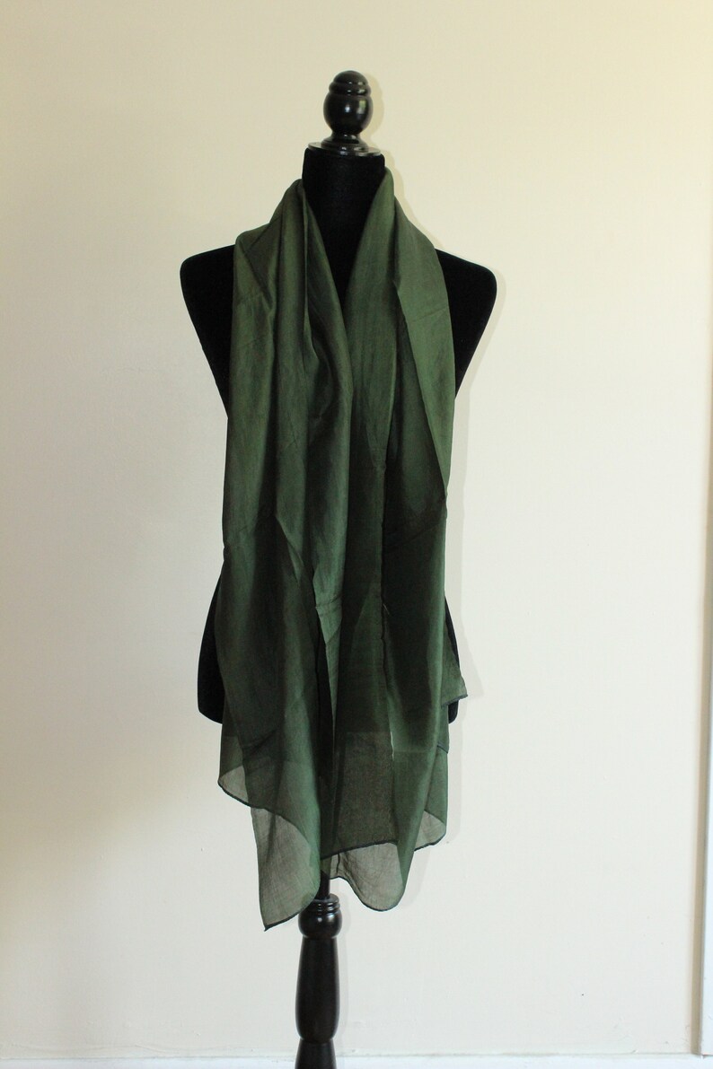 Fall Scarf: Forest Green Light and Airy Raw Silk Scarf - Etsy